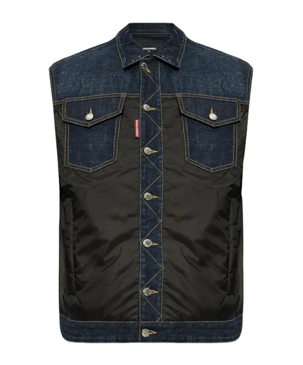 Dsquared2 Dark Urban Wash Denim Puffer Vest