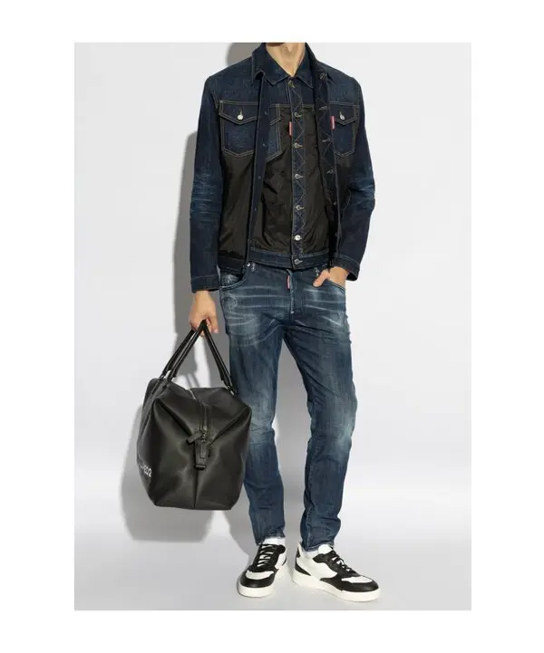 Dsquared2 Dark Urban Wash Denim Puffer Vest