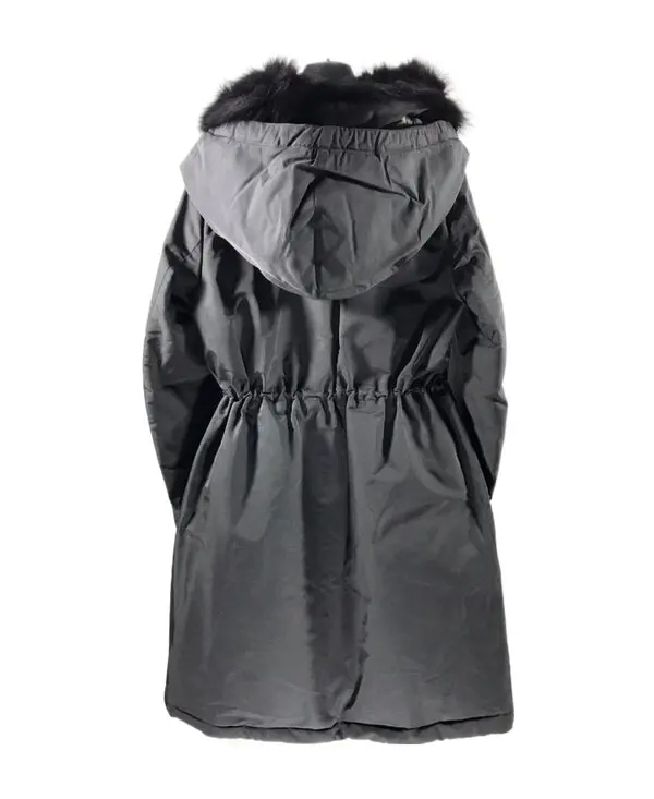 Max Mara Hooded Down Jacket With Logo Detail - Black