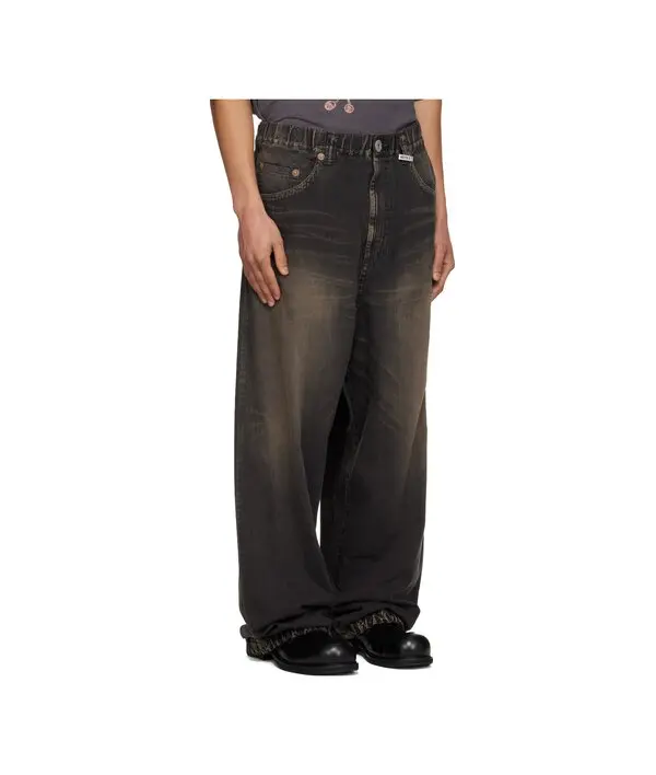 Mihara Yasuhiro Drawstring Wide Jeans - Black