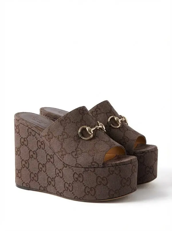 Gucci Horsebit Wedge Sandals