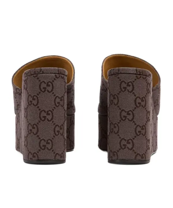 Gucci Horsebit Wedge Sandals - Brown
