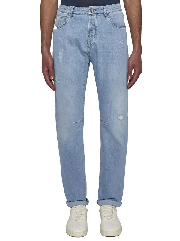 Brunello Cucinelli Distressed Straight-leg Jeans