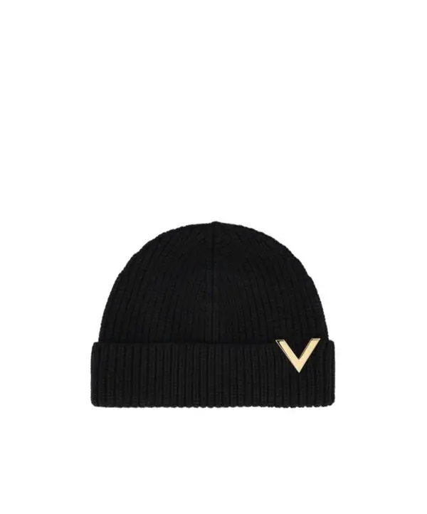 Valentino Garavani Logo Plaque Beanie - Black