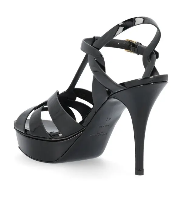 Saint Laurent Tribute Open Toe High Heel Sandals - Black
