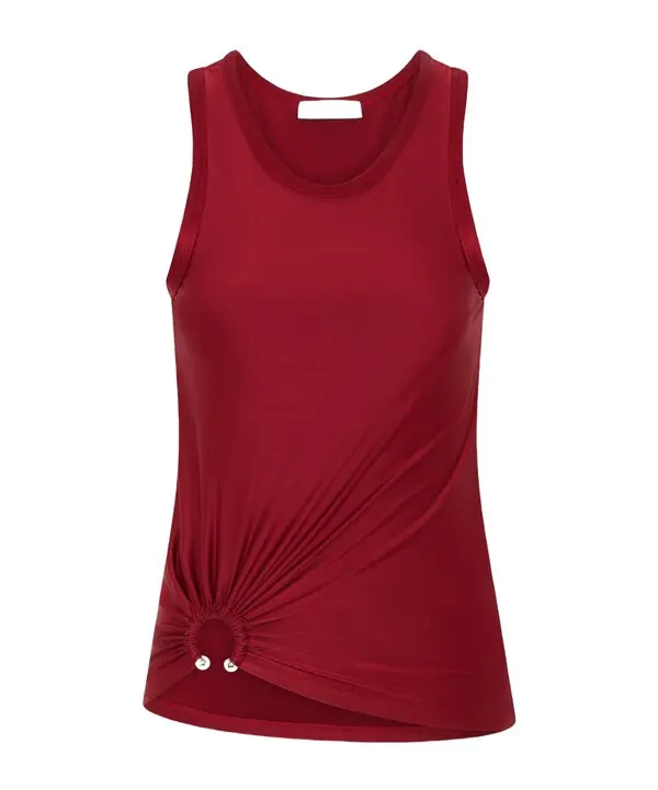 Rabanne Sleeveless Crewneck Top With Piercing Detail - Red