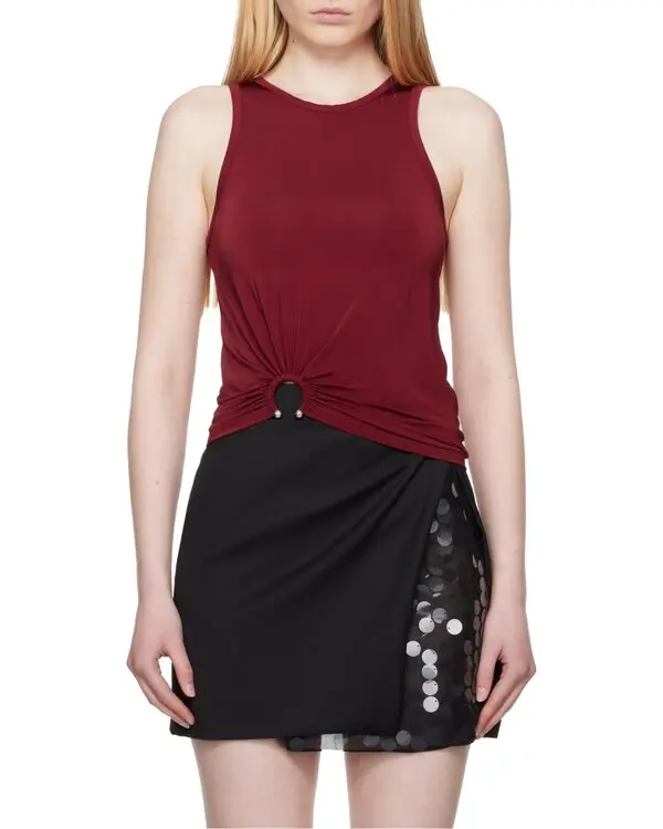 Rabanne Sleeveless Crewneck Top With Piercing Detail - Red