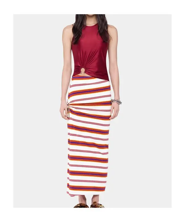 Rabanne Sleeveless Crewneck Top With Piercing Detail - Red