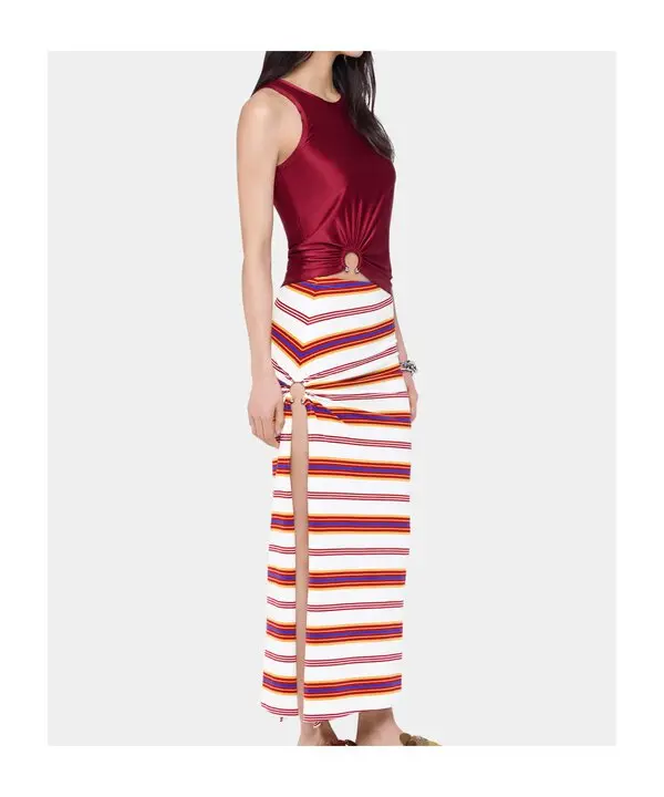 Rabanne Sleeveless Crewneck Top With Piercing Detail - Red