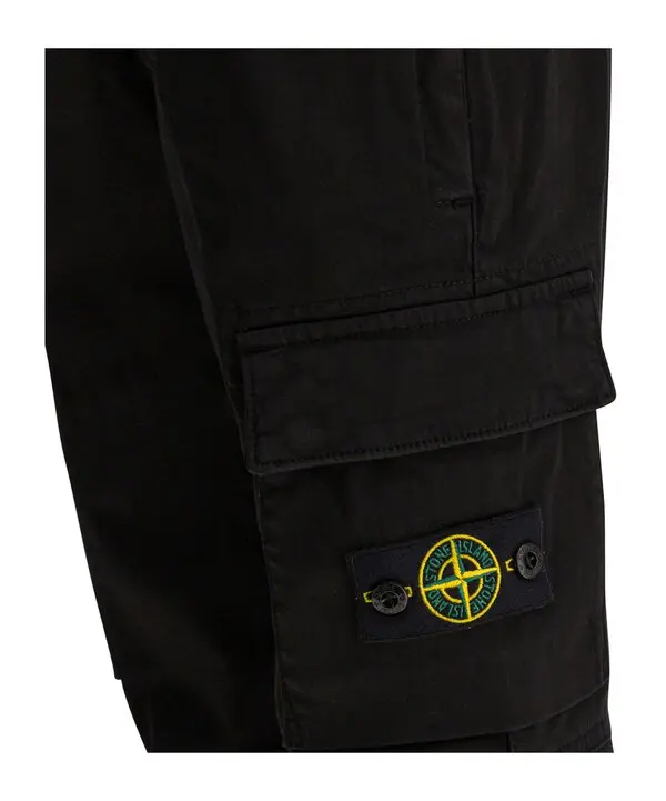 Stone Island Elastic Waist Cargo Pants - Black