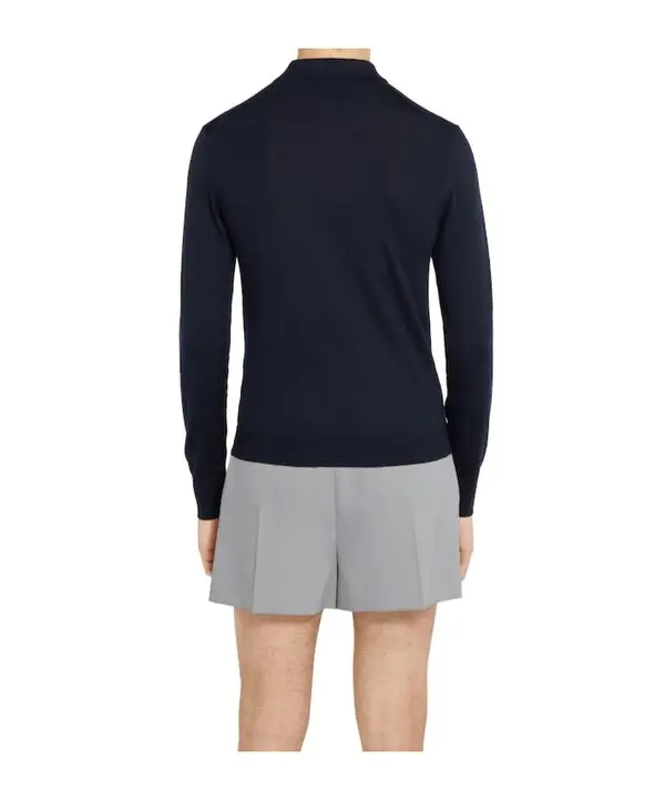 Gucci Fine Wool Knit Polo Top With Intarsia