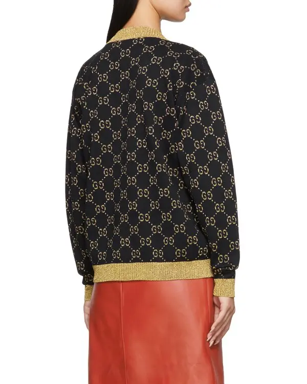 Gucci Gg Lamé Long-sleeved Cardigan - Blue