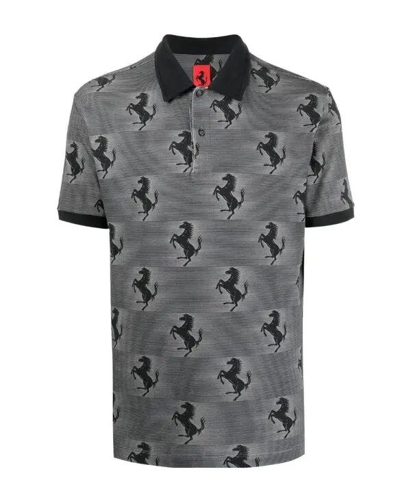 FERRARI All-over Logo-print Polo Shirt