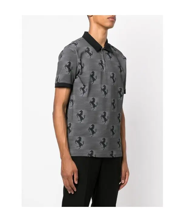 FERRARI All-over Logo-print Polo Shirt