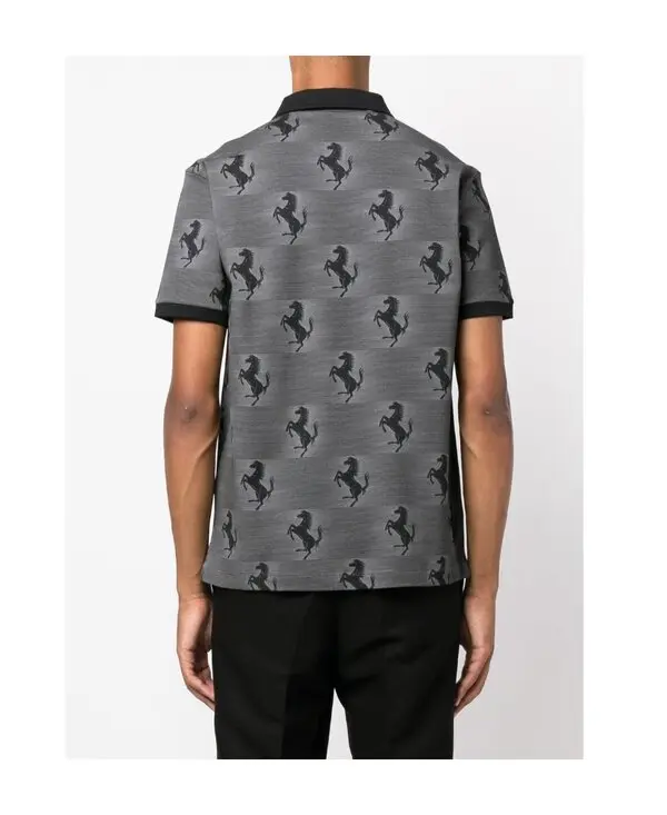 FERRARI All-over Logo-print Polo Shirt