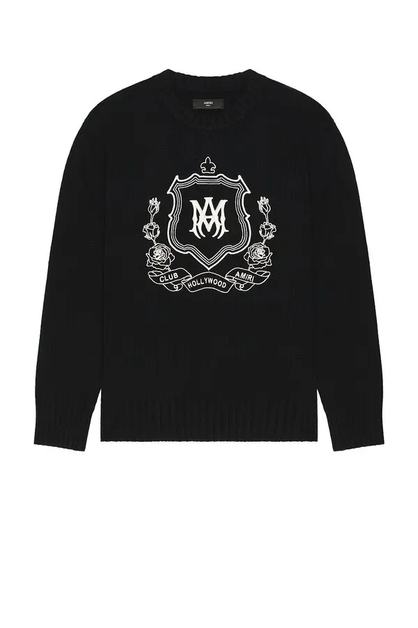Amiri Graphic Pattern Crew Neck Long Sleeve Sweater - Black