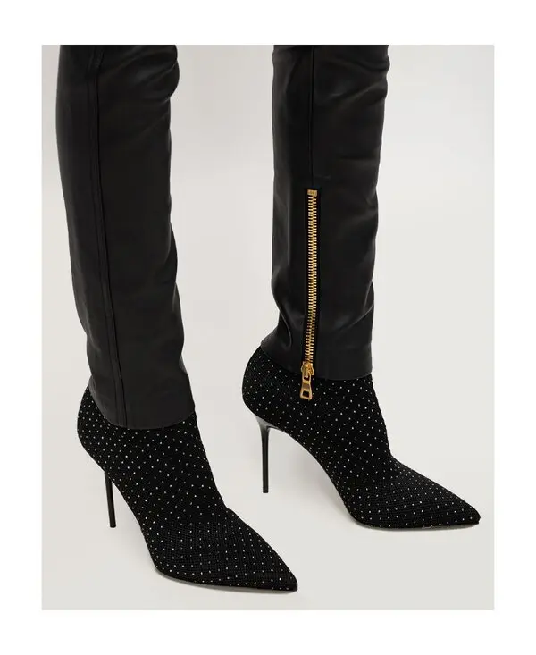 Balmain Skye Crystal Embellished Sock Ankle Boots