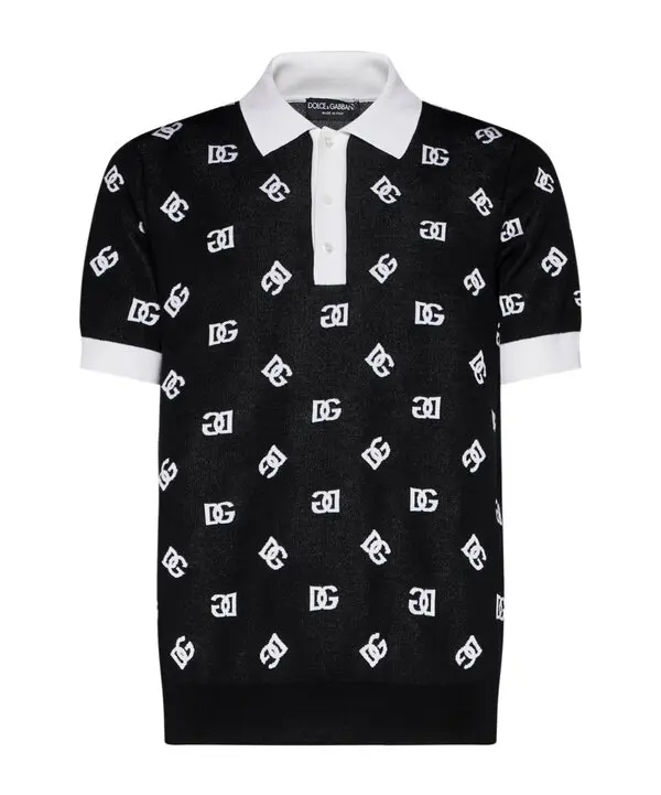 Dolce & Gabbana Wool Knitted Polo Shirt - Black
