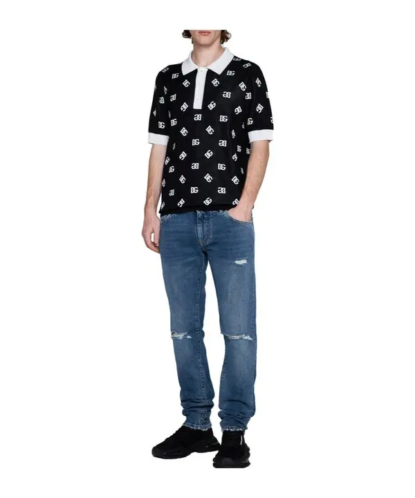 Dolce & Gabbana Wool Knitted Polo Shirt - Black
