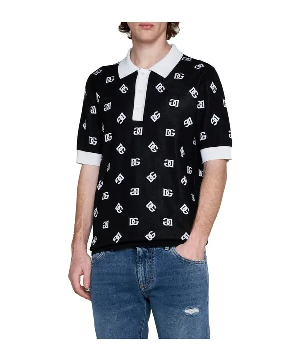 Dolce & Gabbana Wool Knitted Polo Shirt - Black