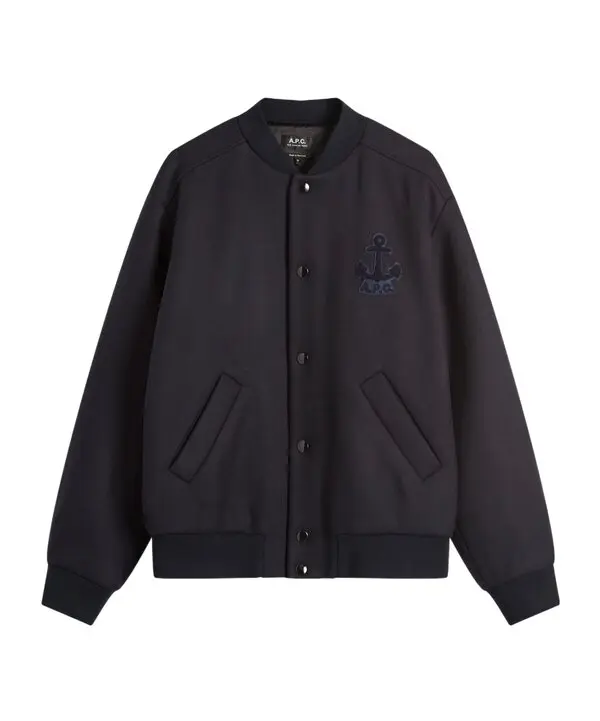 A.p.c. Logo Patch Bomber Jacket - Deep Navy