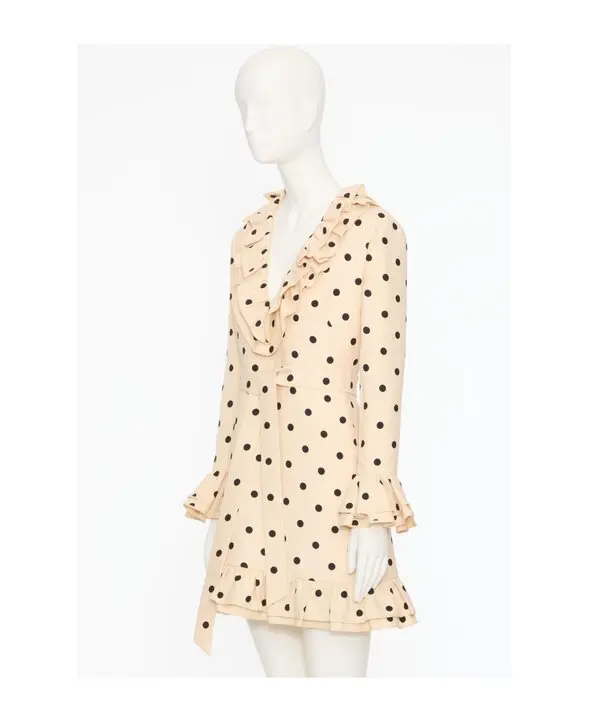 Valentino Garavani Crepe Couture Short Dress With Polka Dot Print - Birch/black