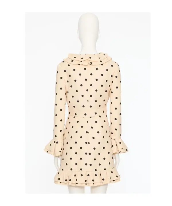 Valentino Garavani Crepe Couture Short Dress With Polka Dot Print - Birch/black