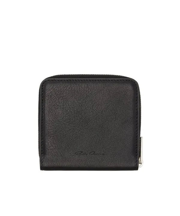 Rick Owens Logo Embossed Zip Around Wallet - Black