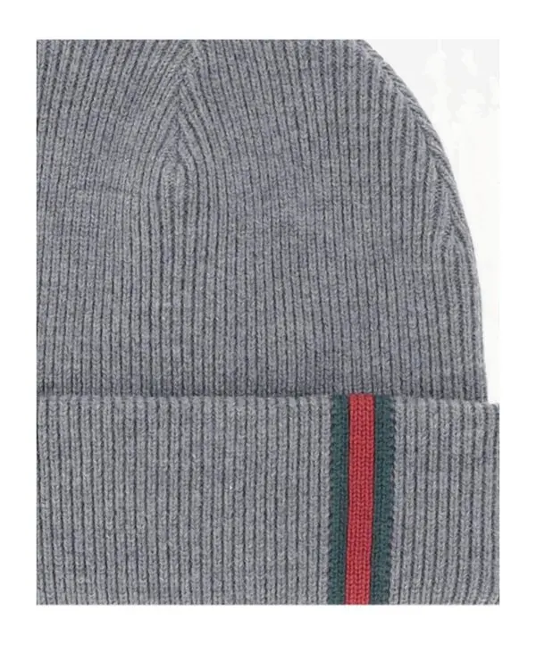 Gucci Web Detailed Knitted Beanie - Gray
