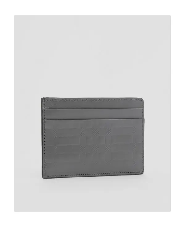 Burberry Embossed Leather Cardholder - Gray