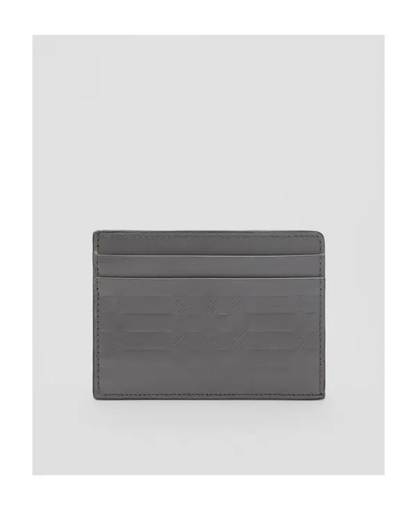Burberry Embossed Leather Cardholder - Gray