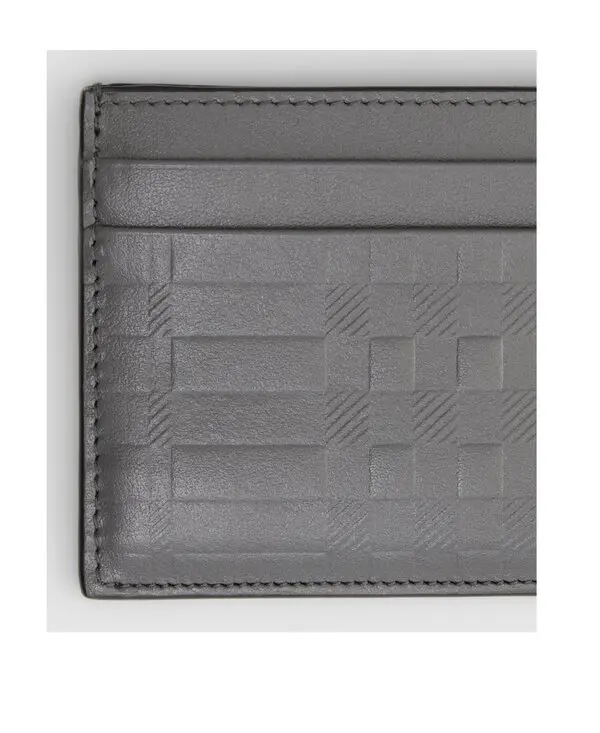 Burberry Embossed Leather Cardholder - Gray