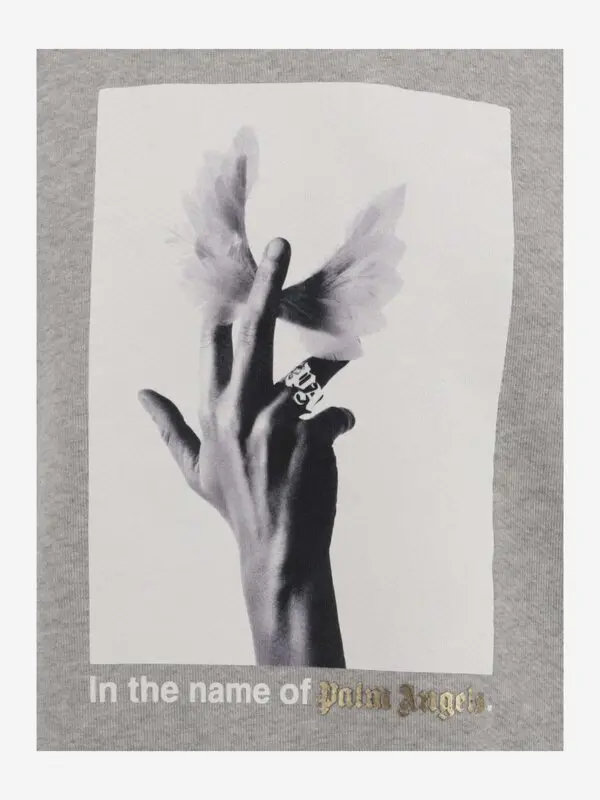 Palm Angels Photograph Print Cotton Hoodie - Gray