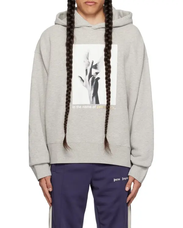 Palm Angels Photograph Print Cotton Hoodie - Gray
