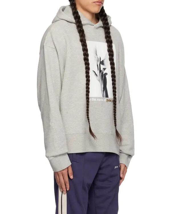 Palm Angels Photograph Print Cotton Hoodie - Gray