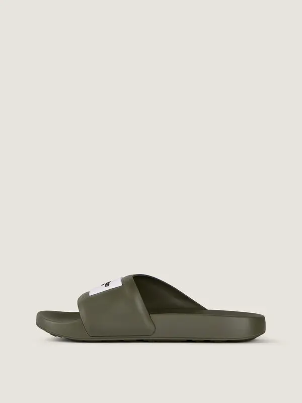 Givenchy Paris Label Flat Slides - Khaki