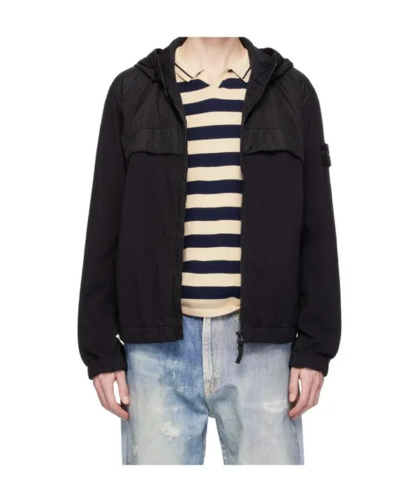 Stone Island Logo Patch Hooded Windbreaker