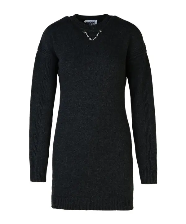 Moschino Chain Detailed Drop Shoulder Knitted Dress