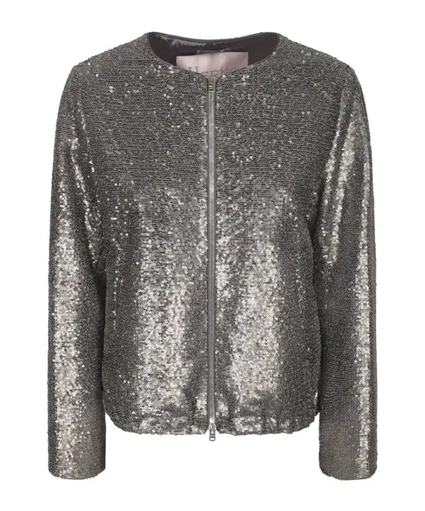 Herno Sequin Embellished Bomber Jacket - Gray