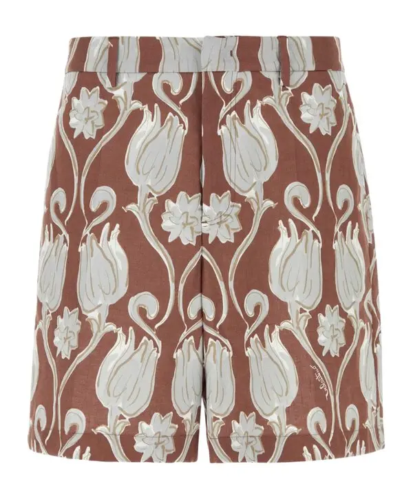 Valentino Garavani Floral Printed Belted Shorts - Brown