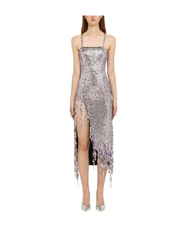Attico The Avery Embellished Sleeveless Midi Dress - Nude