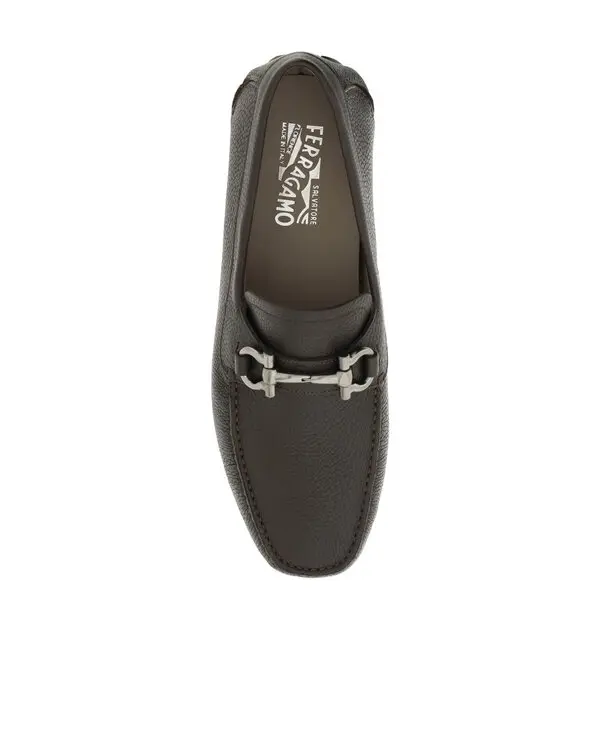 FERRAGAMO Gancini Horsebit Driver Loafers - Brown