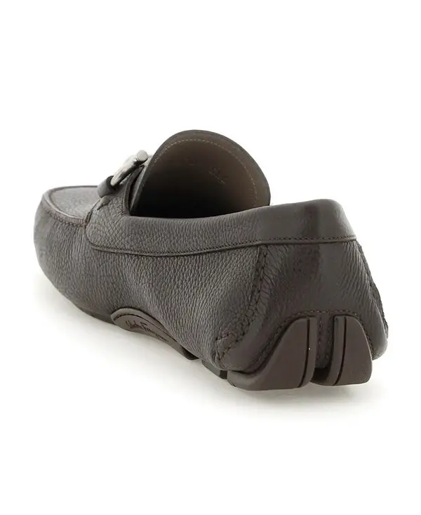 FERRAGAMO Gancini Horsebit Driver Loafers - Brown