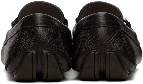 FERRAGAMO Gancini Horsebit Driver Loafers - Brown