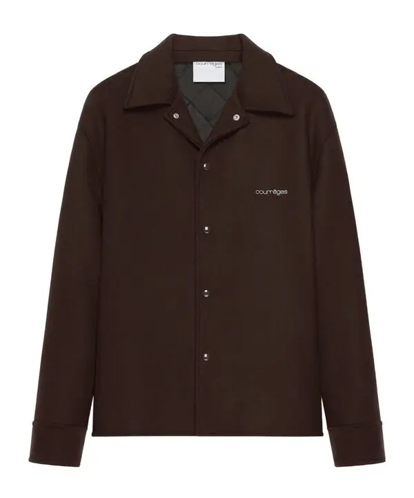 COURREGES Courrèges Embroidered Logo Shirt Jacket - Chocolate-colored