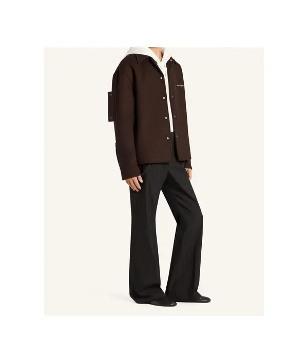 COURREGES Courrèges Embroidered Logo Shirt Jacket - Chocolate-colored