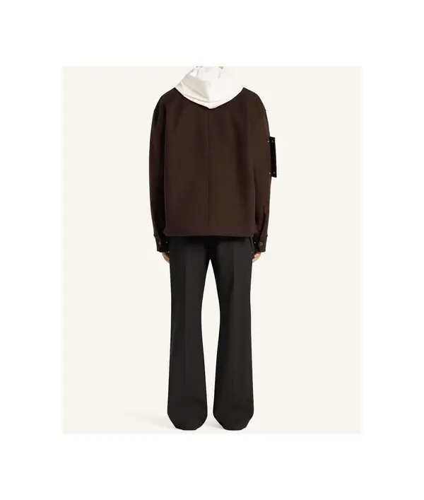 COURREGES Courrèges Embroidered Logo Shirt Jacket - Chocolate-colored