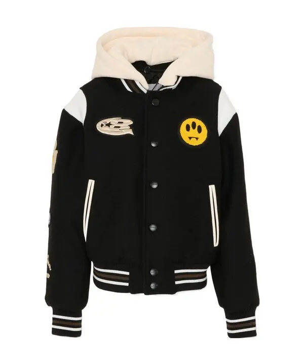 BARROW Hooded Varsity Jacket With All-over Logo Patches