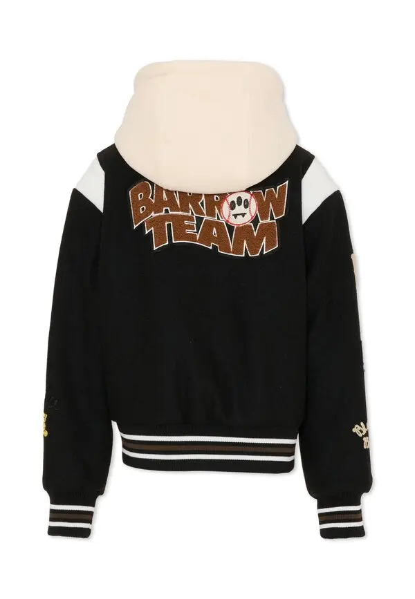 BARROW Hooded Varsity Jacket With All-over Logo Patches