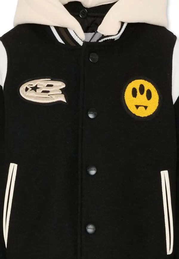 BARROW Hooded Varsity Jacket With All-over Logo Patches